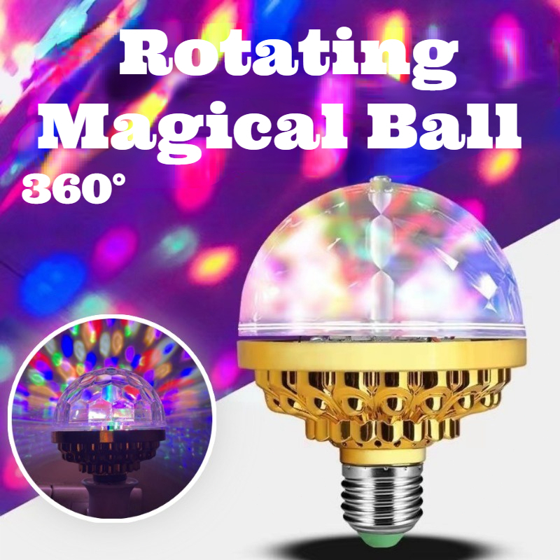 Disco Ball Light Decoration Rotating Crystal Magic Ball LED Color Rotating Stage Light Bulb ...