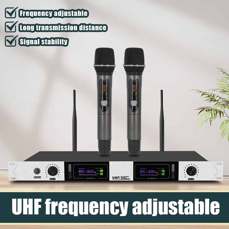 Wireless Microphones System, Dual UHF Cordless Mic Set, Auto Scan,Use ...