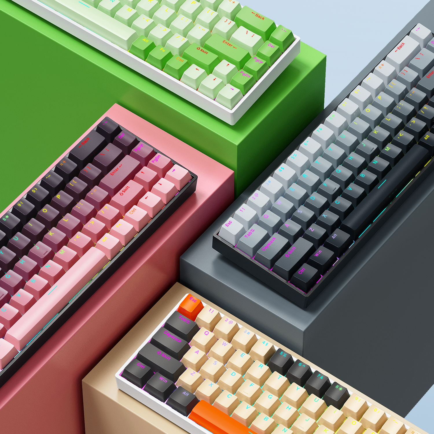 Leaven K68 68% Keys Tri-Mode RGB Hot-Swappable Mechanical Gaming ...