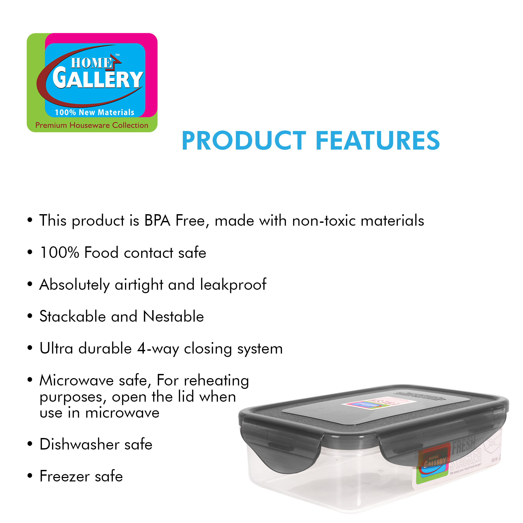 Home Gallery Pack and Go Hand Carry Lunch Bag With 2pcs Food Storage ...