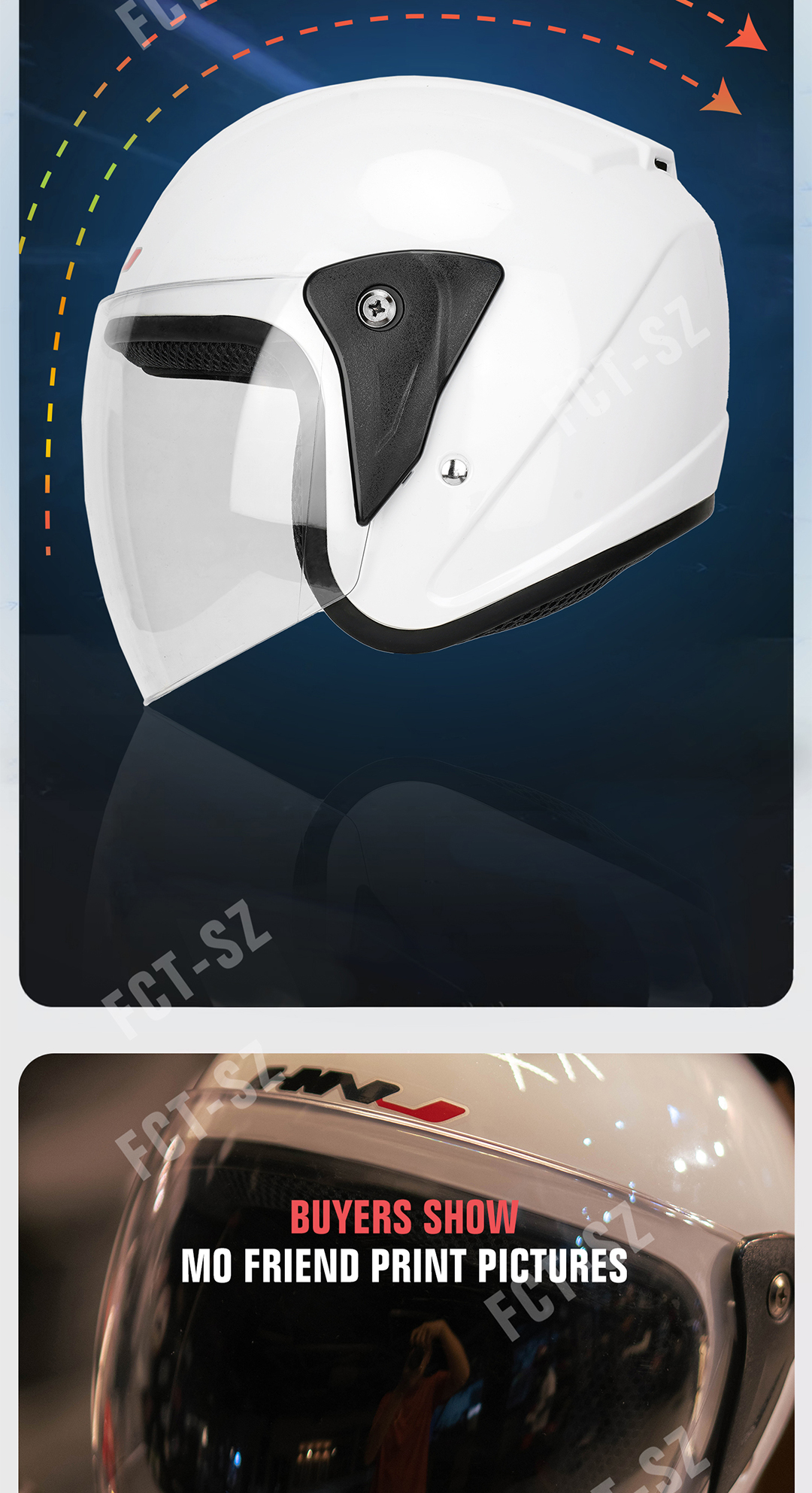 HNJ A4-002 Half Face Helmet For Motorcycle with Single Visor For Men ...