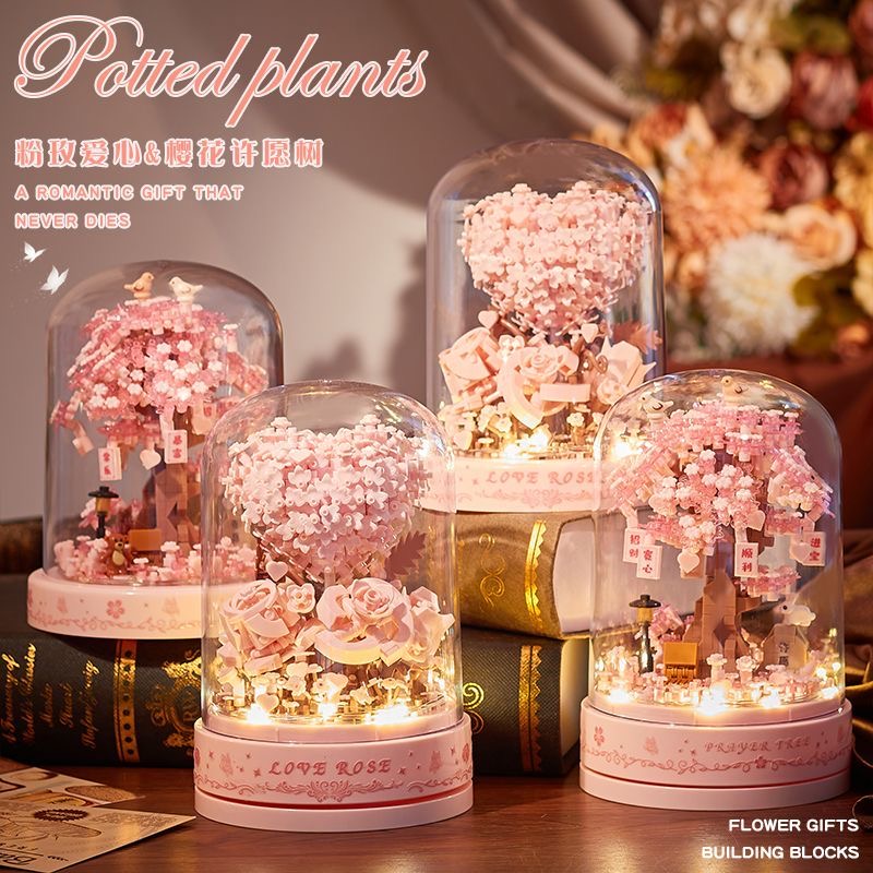 Eternal Flowers Bouquet Blocks Flower Music Box Birthday Gift Building ...