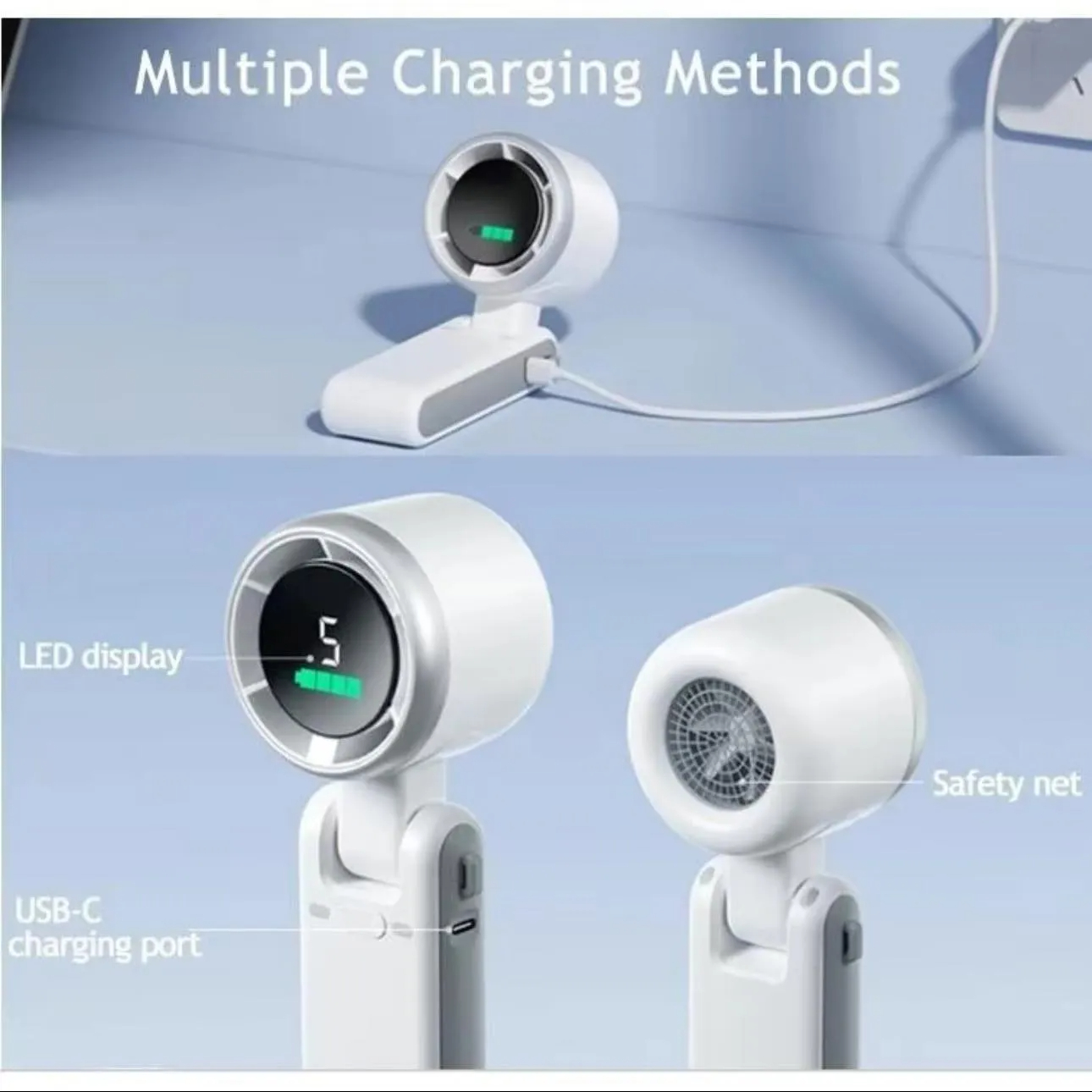 Handheld Mini Fan USB Rechargeable Digital Display Rechargeable Mini ...