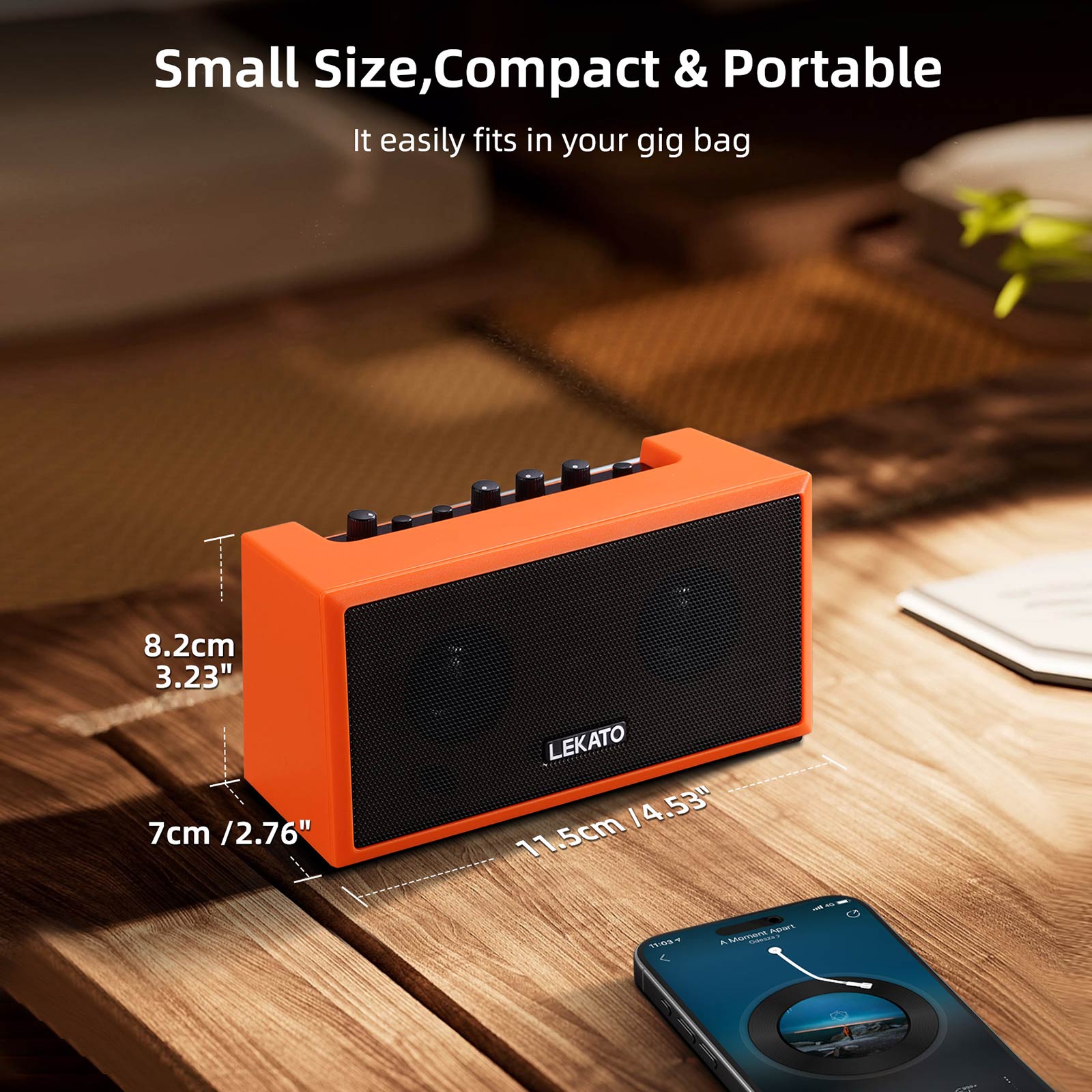 LEKATO Mini Guitar Amplifier Bluetooth Amplifier Rechargeable Built-in ...