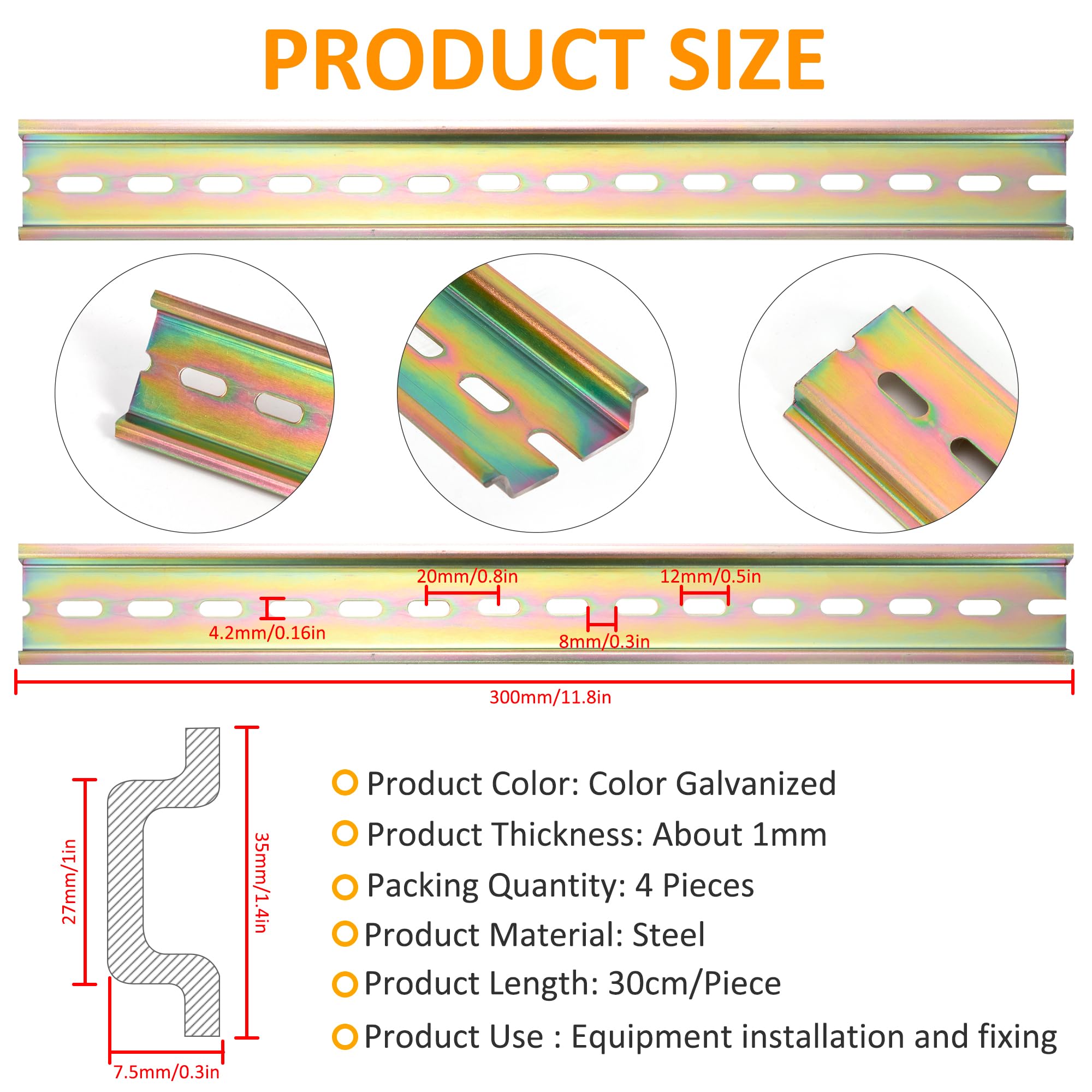grooved metal DIN fixed C45 Circuit Breaker Rail DIN 10CM Guide ...