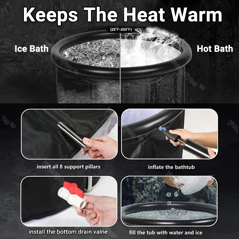 Portable Hot & Cold Bath Tub For Adults Inflatable Bath Barrel for ...