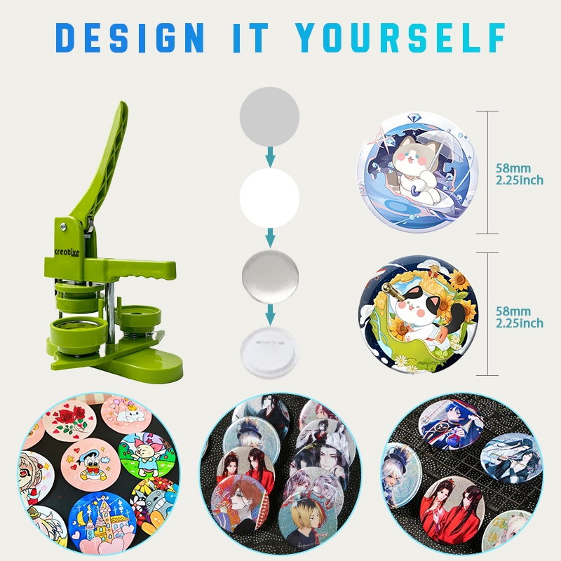 Creative Pin Maker Machine 58mm Set Diy Button Pin Machine Handmade ...