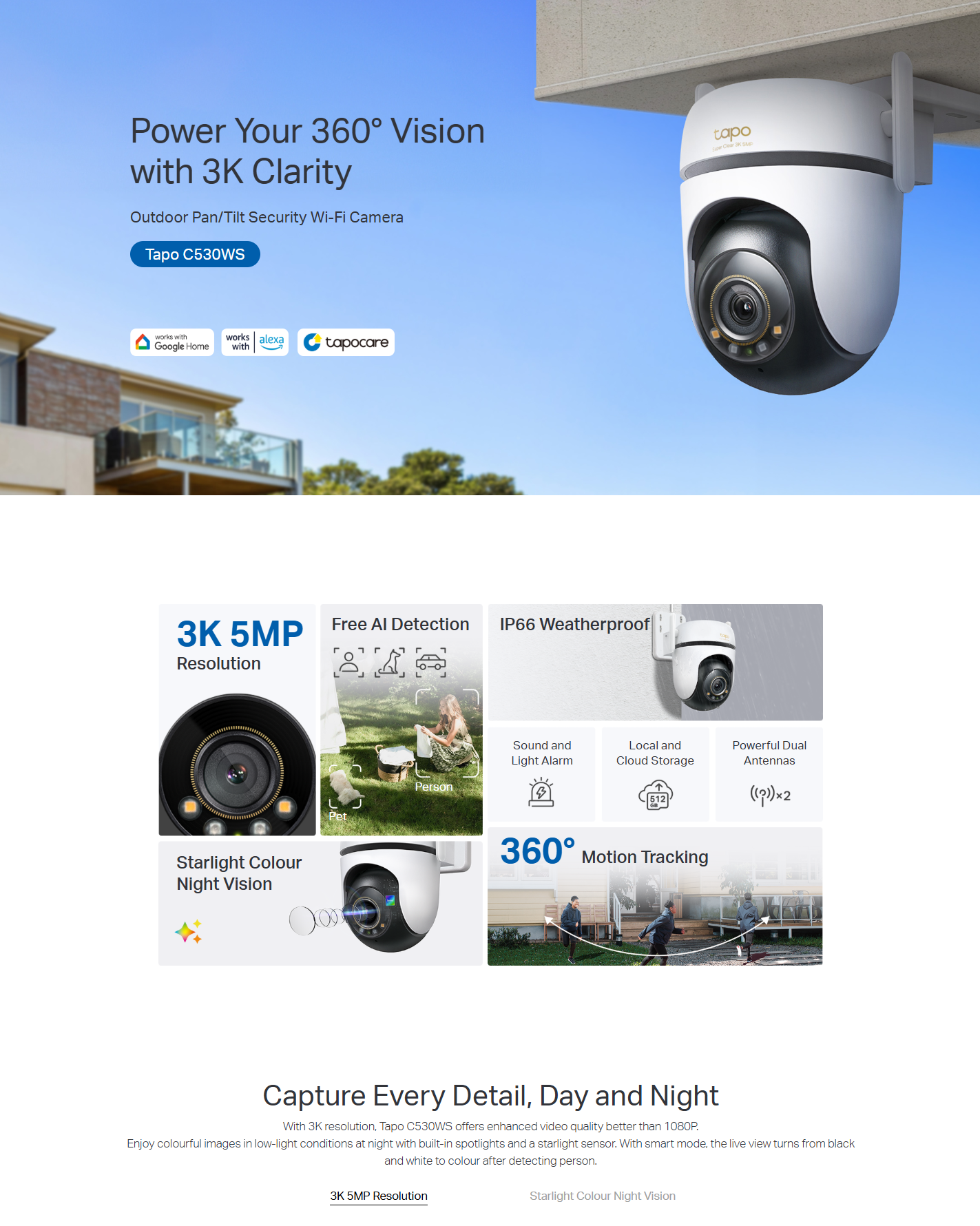 TP-Link Tapo C530WS 5MP 3K Starlight Outdoor Pan/Tilt Security Wi-Fi ...