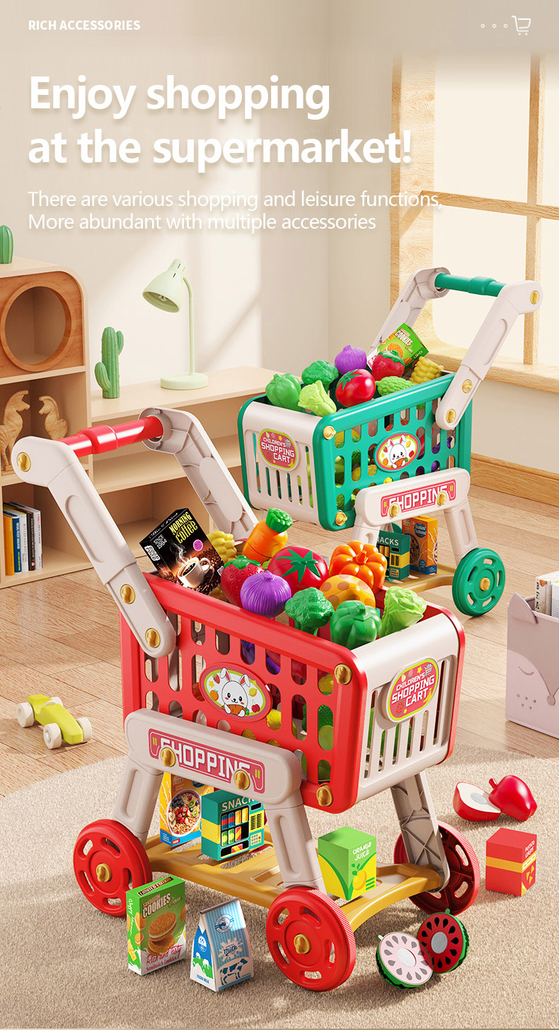 Shopping Cart For Kids Supermarket Trolley Cart Toy Removable Toys For ...