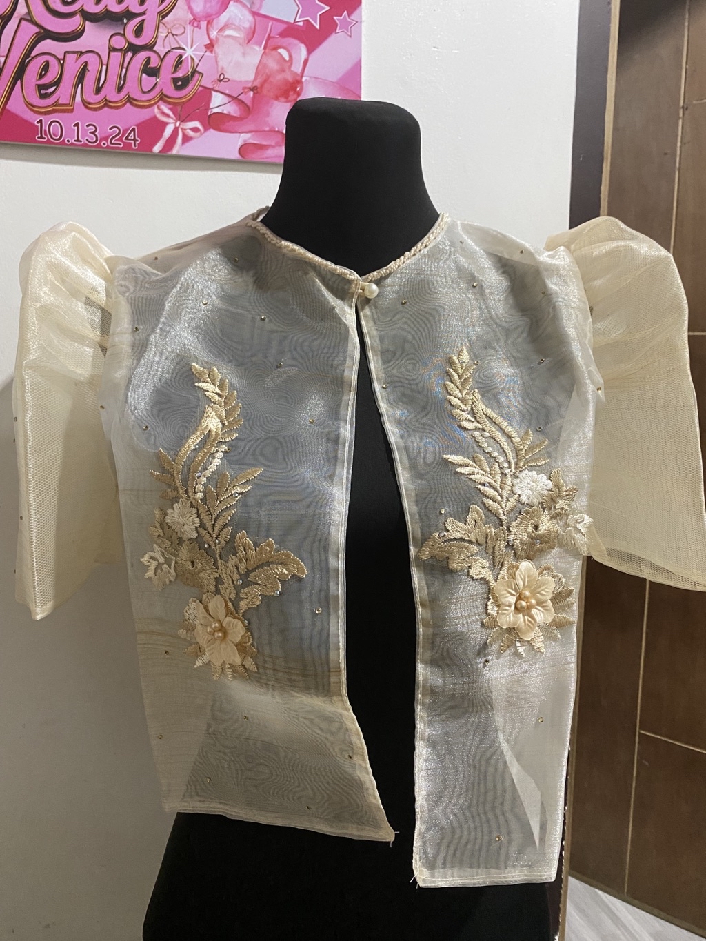Bolero filipiniana Beige with flowet patch design | Shopee Philippines