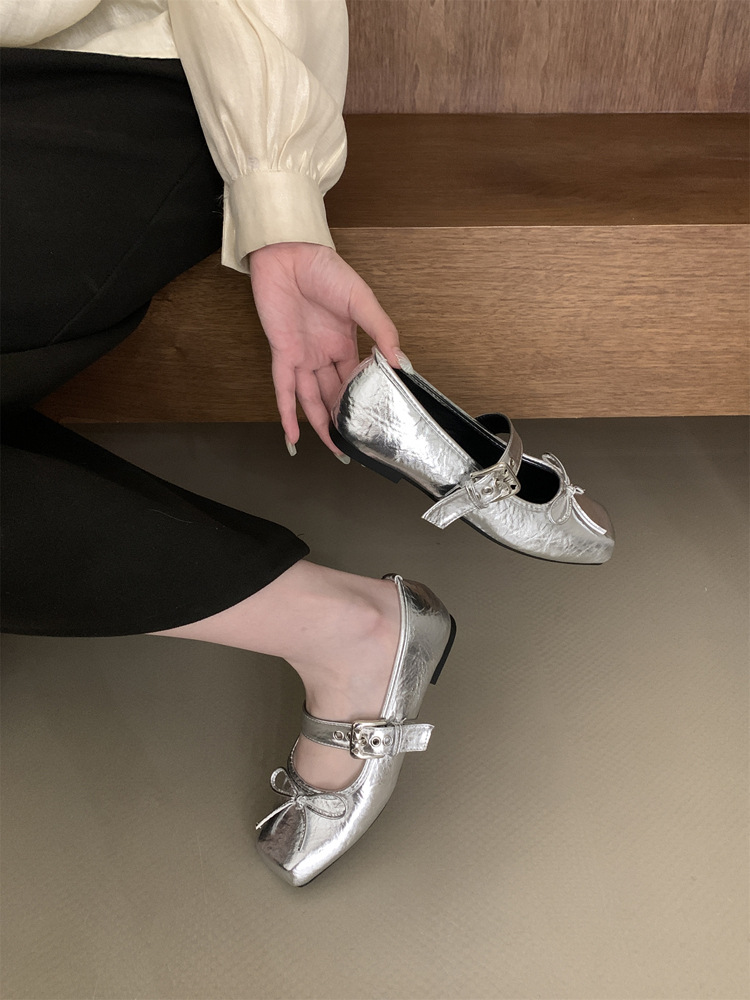 Flat Shoes for Women Retro Buckle Single Shoes French Ballet Shoes ...