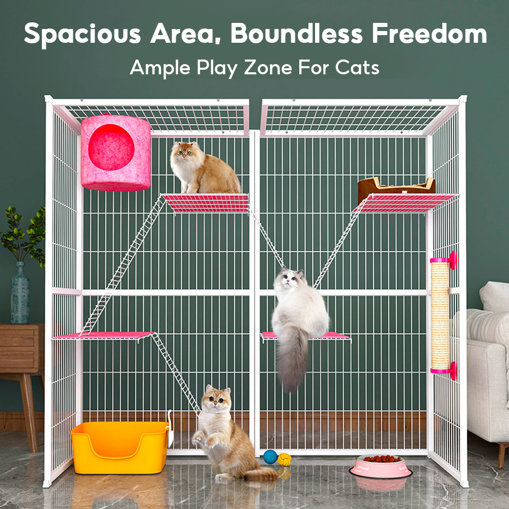 Large Space Cat Cage 4 Layer Large Platform Cage for Cat villa Easy ...