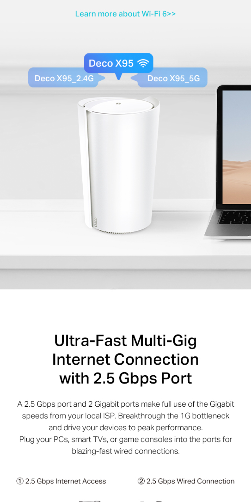 TP-Link | Deco X95 | Tri-Band | AX7800 | AI-Driven | Mesh | Wi-Fi 6 ...