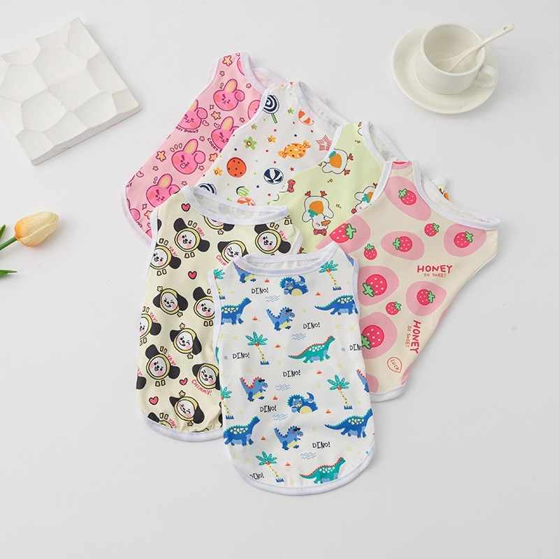 Cute Printed Dog Clothes for Shih Tzu Cartoon Pet Vest Summer Cat ...