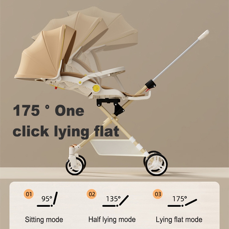 Four-Wheel Stroller With Backrest Bidirectional Convenient Folding Baby ...