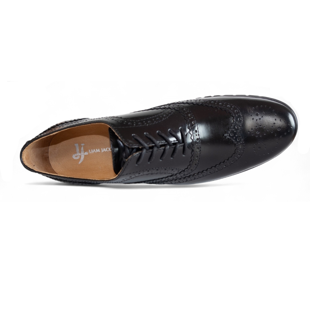 Liam Jacob Men Footwear Black Oxford Black Sole Wingtip Dress Shoes ...