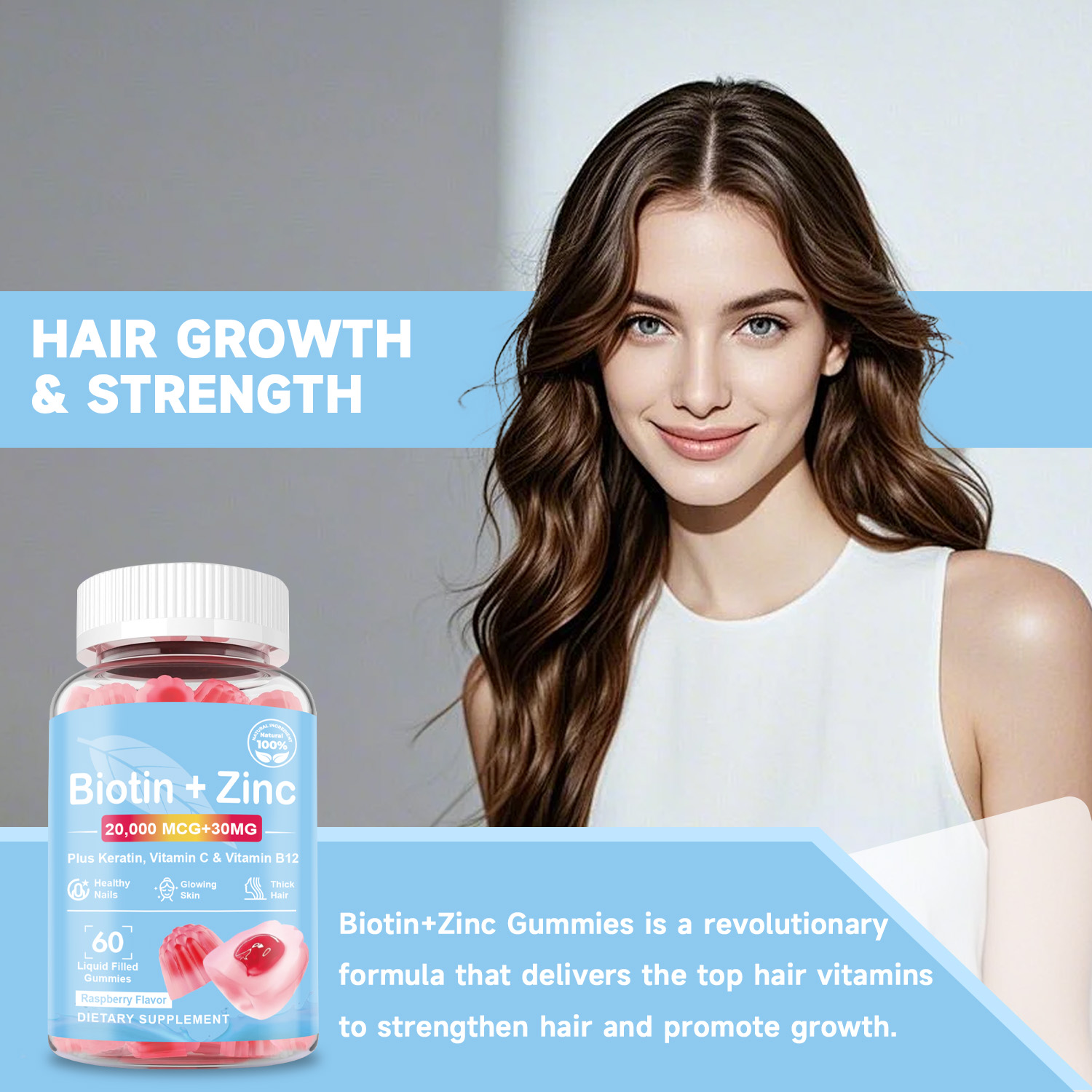 Omilay Biotin with Zinc Keratin Vitamin Gummies for Repair Skin ...