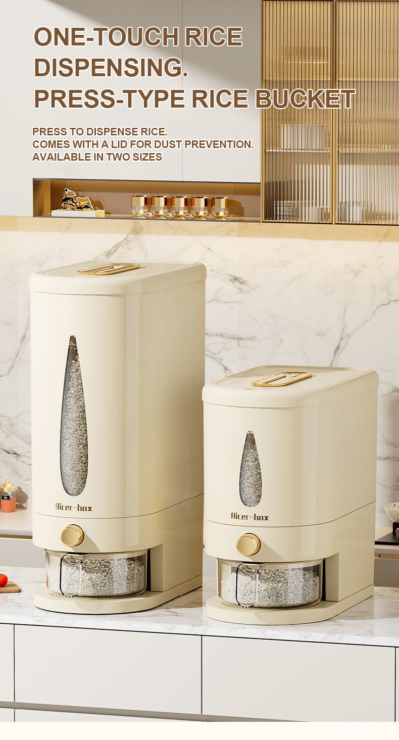 Automatic Rice Dispenser Box Keep Clear Rice Bucket Insect Fresh Large ...