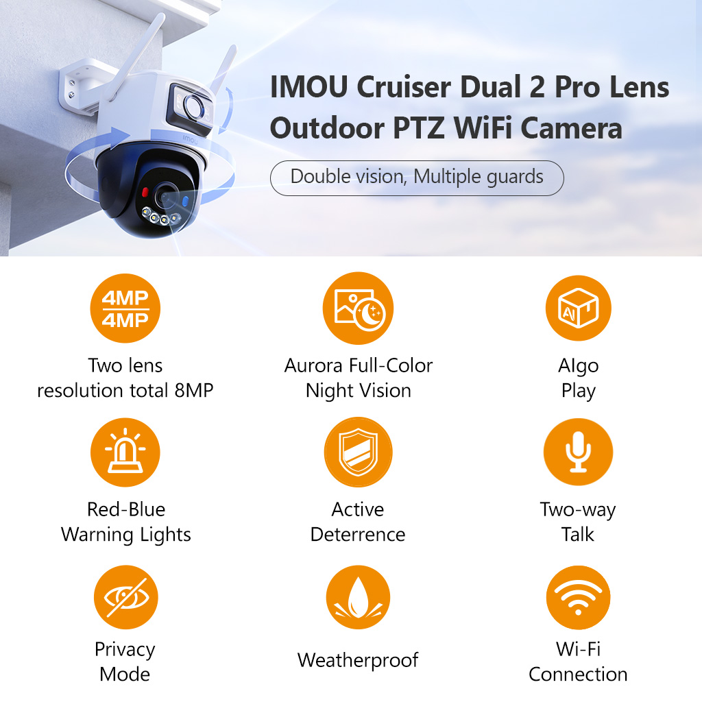 IMOU Cruiser Dual 2 Pro Dual Lens CCTV Security Cameras Outdoor WiFi ...