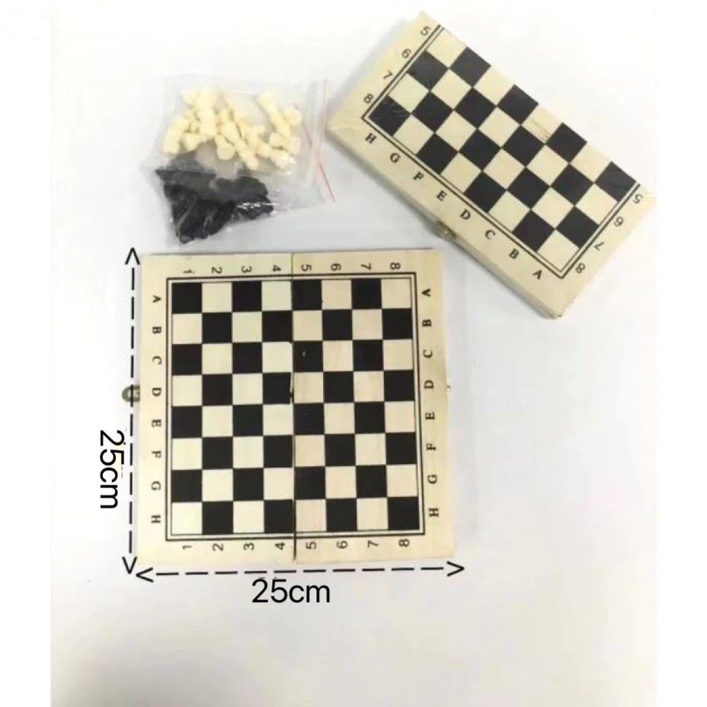 3-in-1 Wooden Folding Chess Set Portable Board Game with Puzzle for ...