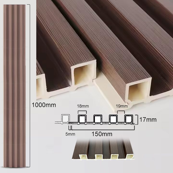 WPC Fluted Wall Panel Sticker Waterproof Grille Design Ecological Board ...