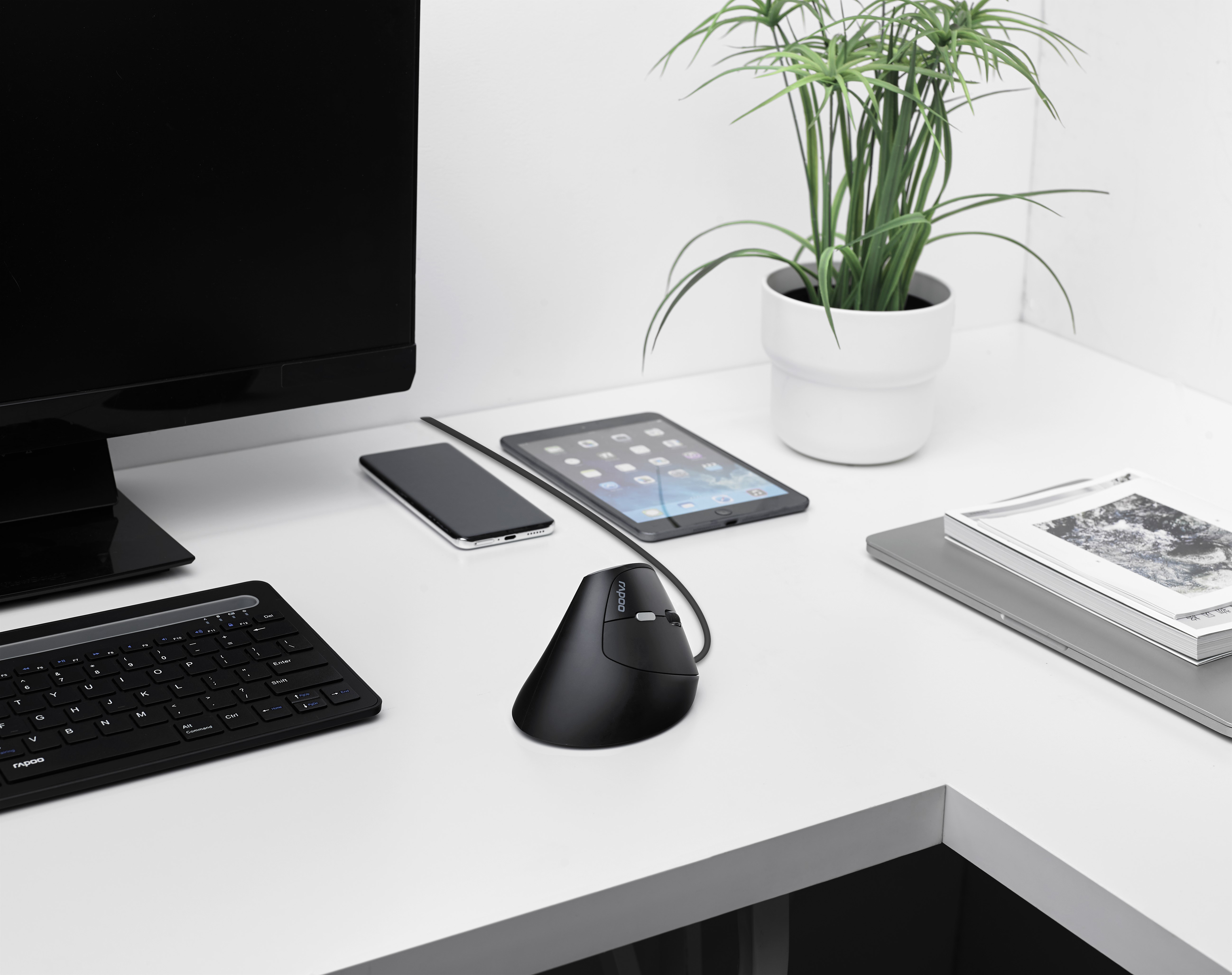 Rapoo EV200 Silent Vertical Optical Wired Mouse (Black) | Shopee Philippines