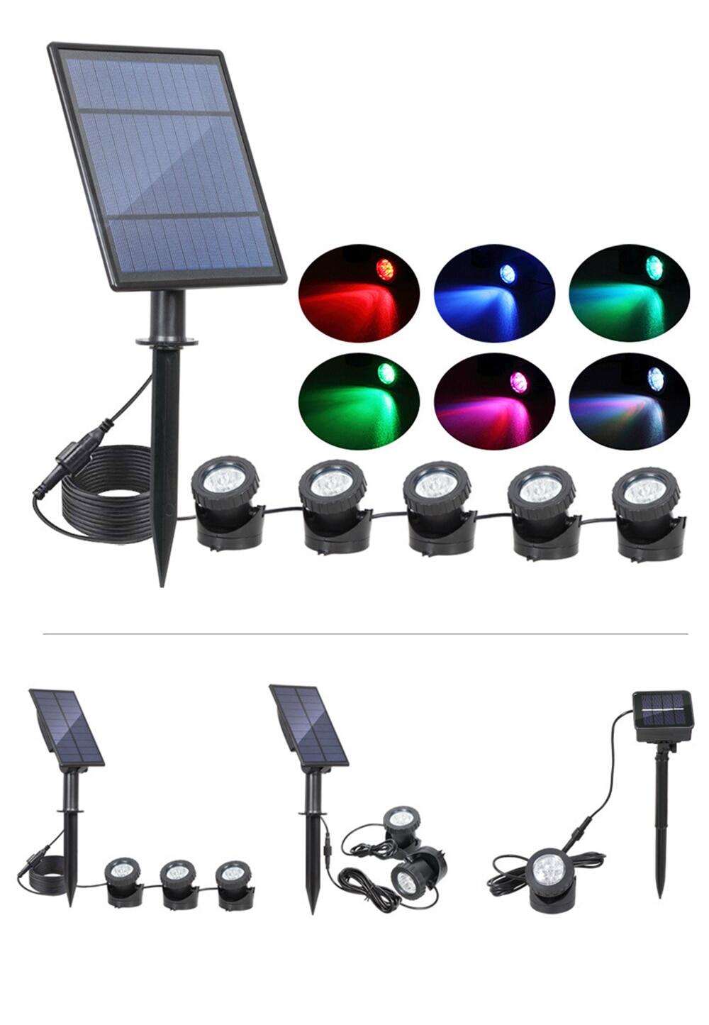 Solar LED Light Underwater Pond Light Waterproof 1/2/3 Submersible ...