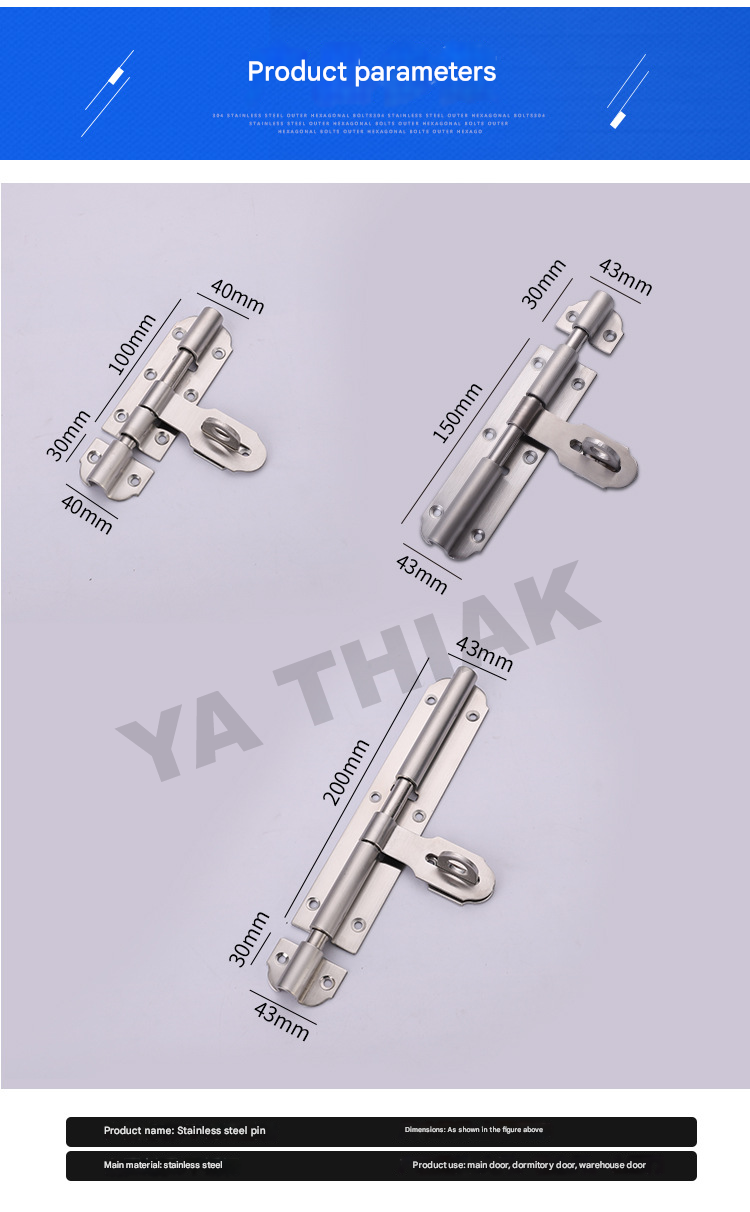 CMY Stainless Heavy Duty Barrel Bolt with Hasp Lock 4" 6" 8" – Door ...