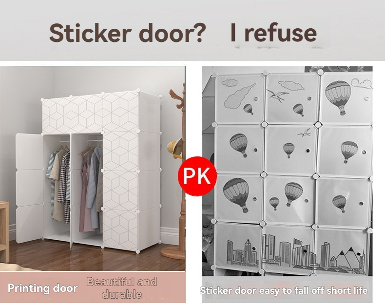 Wardrobe Cabinet Clothes Closet Heavy Duty Cloth Storage Cabinet with ...