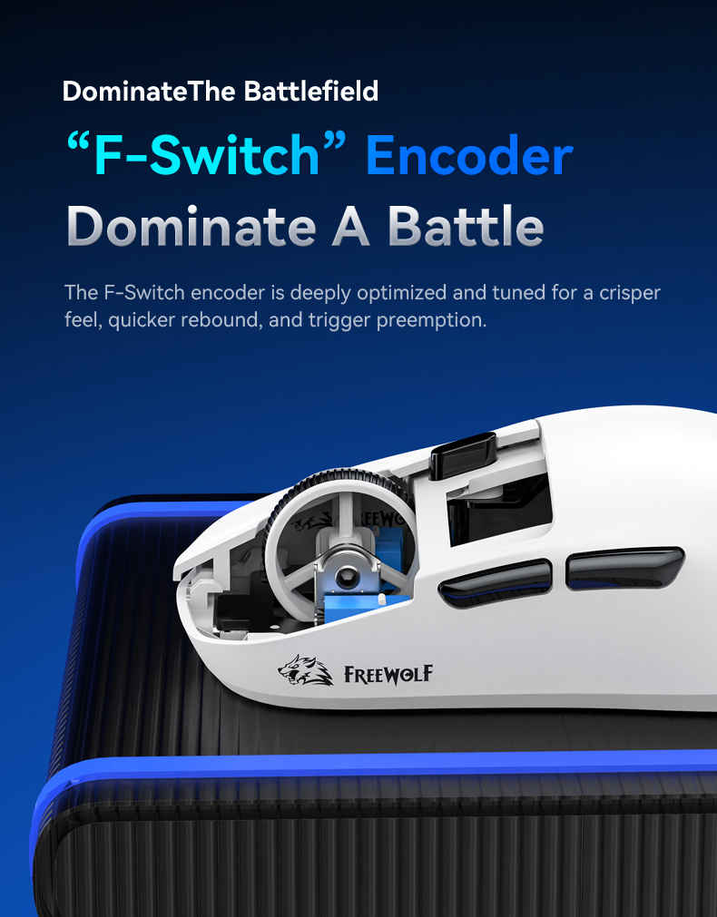 FREEWOLF A6 Gaming Mouse 59g Lightweight PAW3311 24000DPI Tri-Mode ...