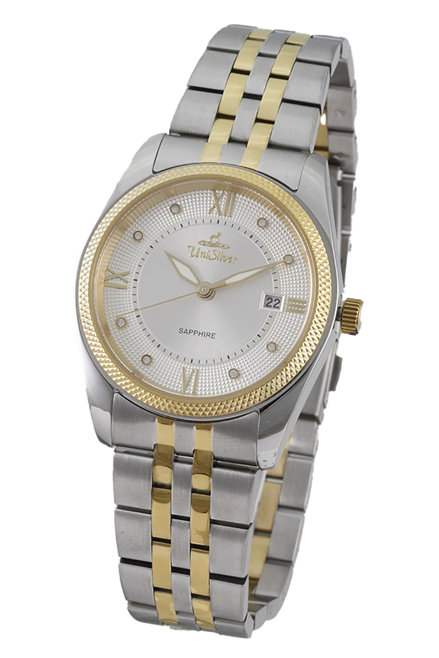 UniSilver TIME Men's Two Tone/Silver w/ Stone Dial Analog Stainless ...