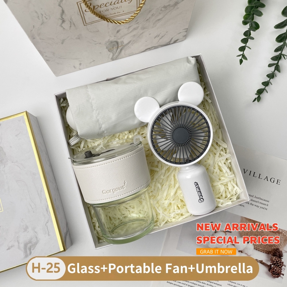 Gift Set With Fan Cup Umbrella For Corporate Wedding Christening Debut ...