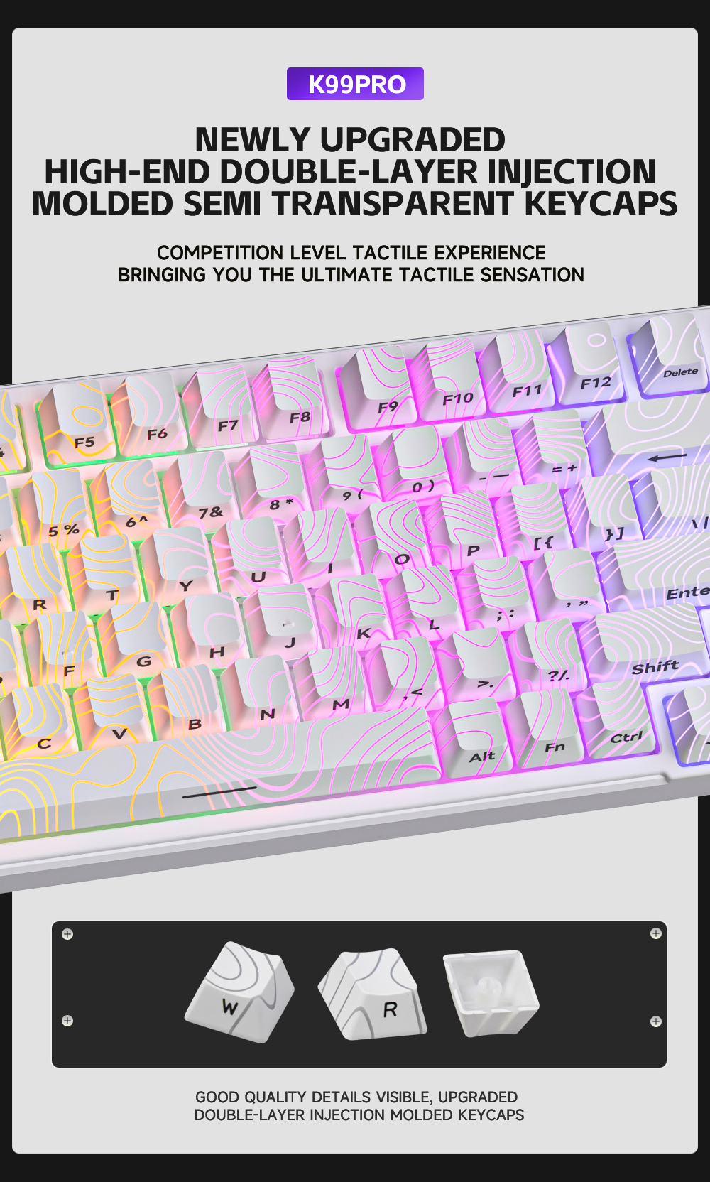 FURYCUBE K99 PRO Mechanical Keyboard Gaming Wireless Gasket Structure ...