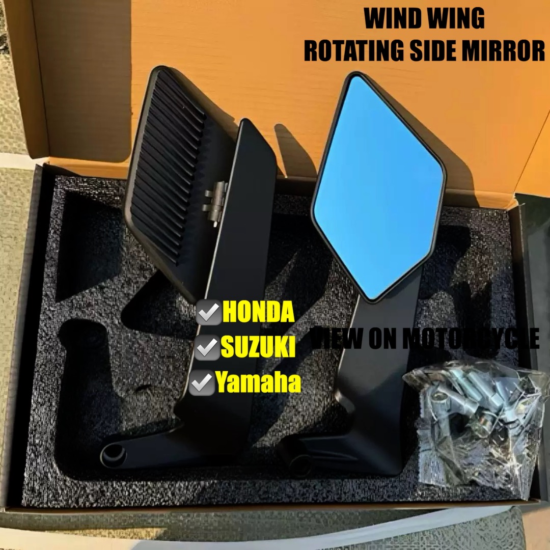 Wind Wing Rotating Side Mirror V5 Alloy Stem Universal 14*8Cm Wide View ...