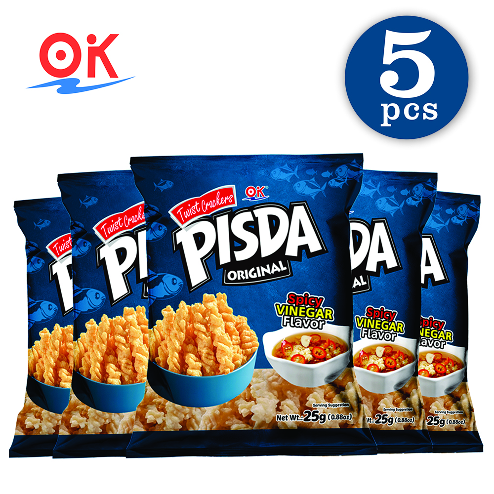 OK Snack 5pcs Twist Crackers Pisda Original Spicy Vinegar Inihaw Adobo ...