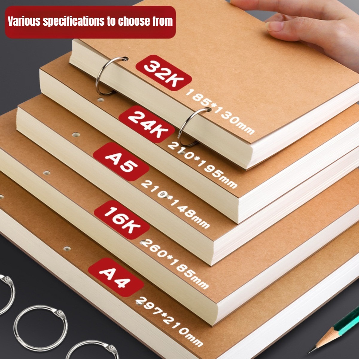 Loose-leaf Sketchbook 32k/24k/A5/16k/A4 75Sheets 160G 2Ring Refillable ...