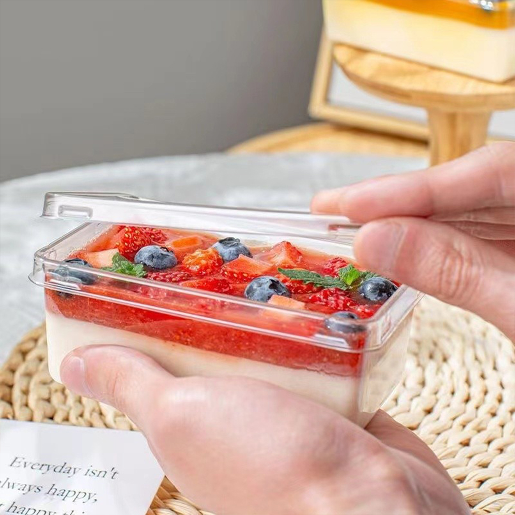 Dessert Container Transparent 50Pcs Clear Plastic Cake Box with Lid ...