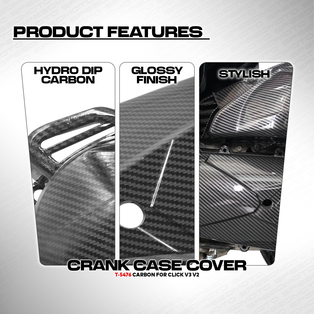 HONDA CLICK V2 / V3 CRANK CASE COVER FORGED CARBON T-5476 CVT GARNISH ...