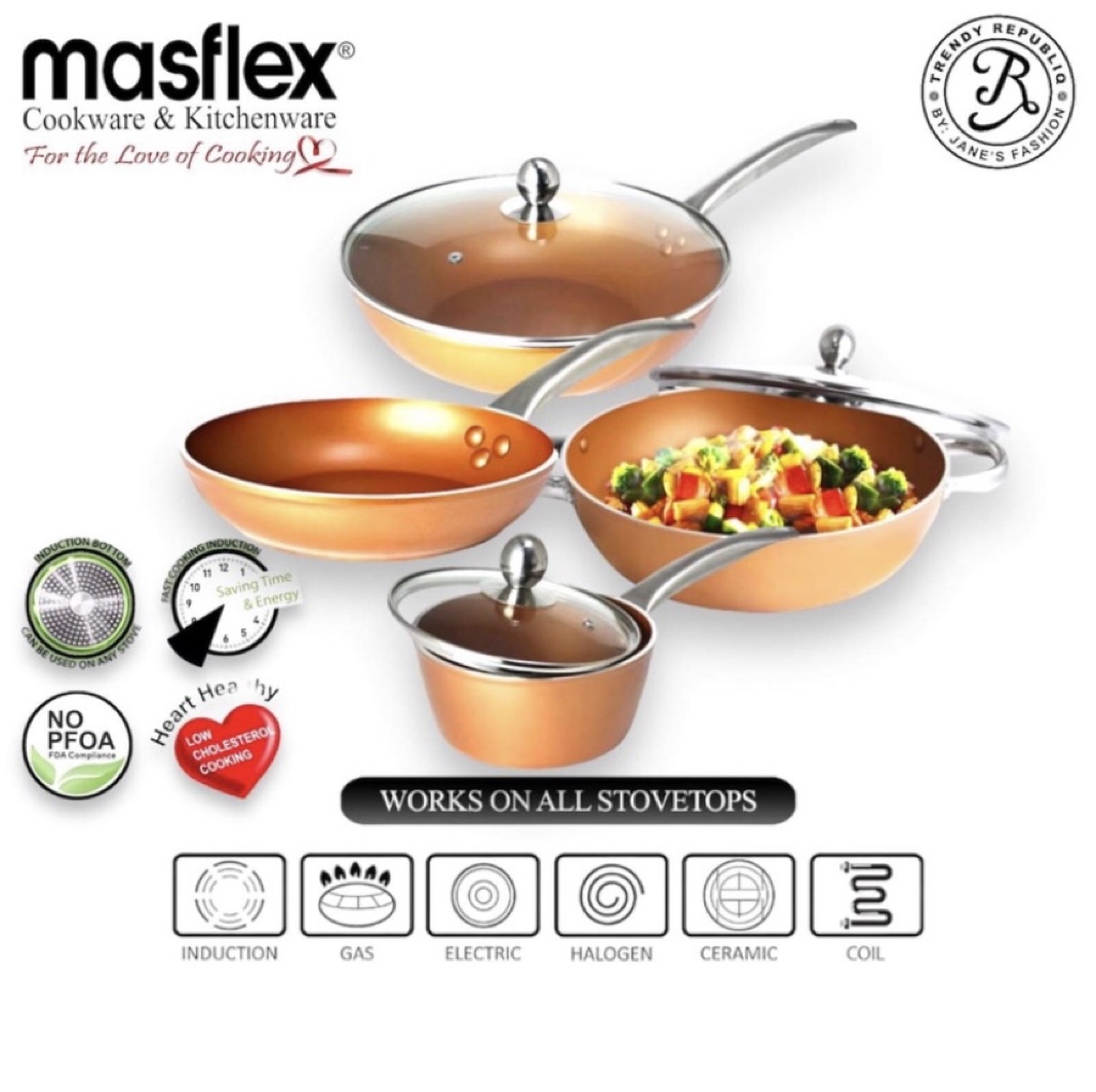 Masflex Original 7 Piece Aluminum Copper Forged Induction Ready Non ...