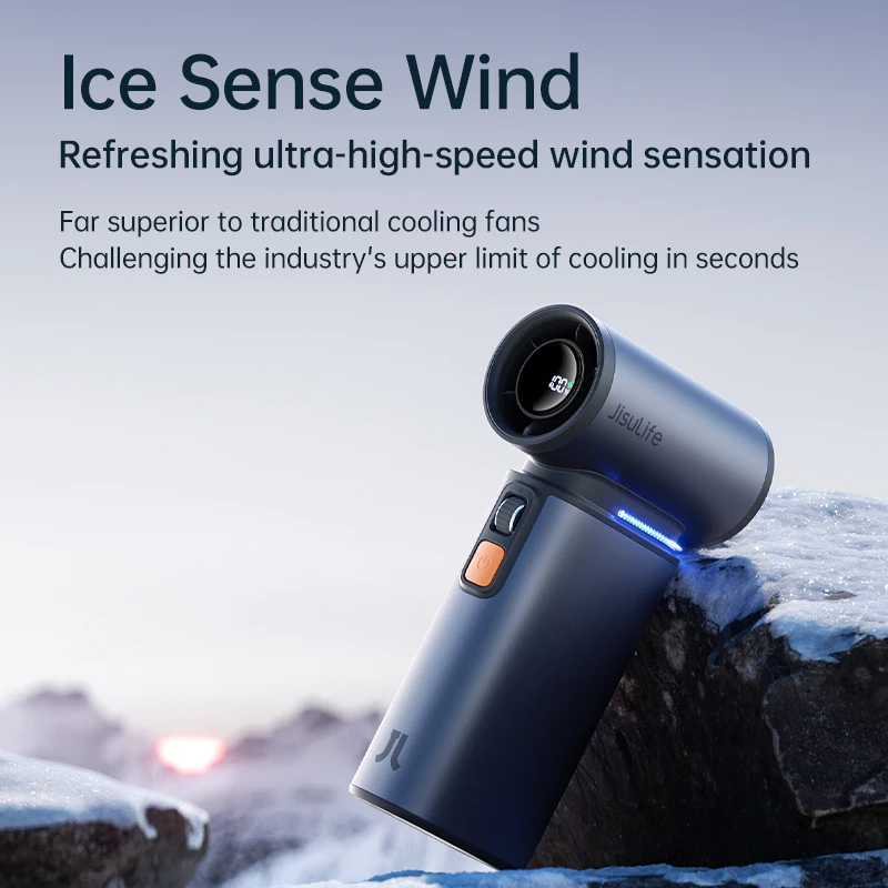 JISULIFE Mini Fan Protable Rechargeable Handheld Turbo Fan Strong Wind ...