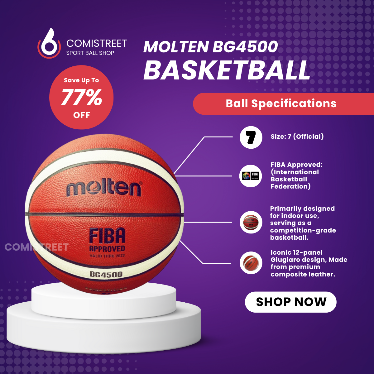 Moltenxx BG4500 Official Size 7 Leather Basketball | Pang-Liga at ...