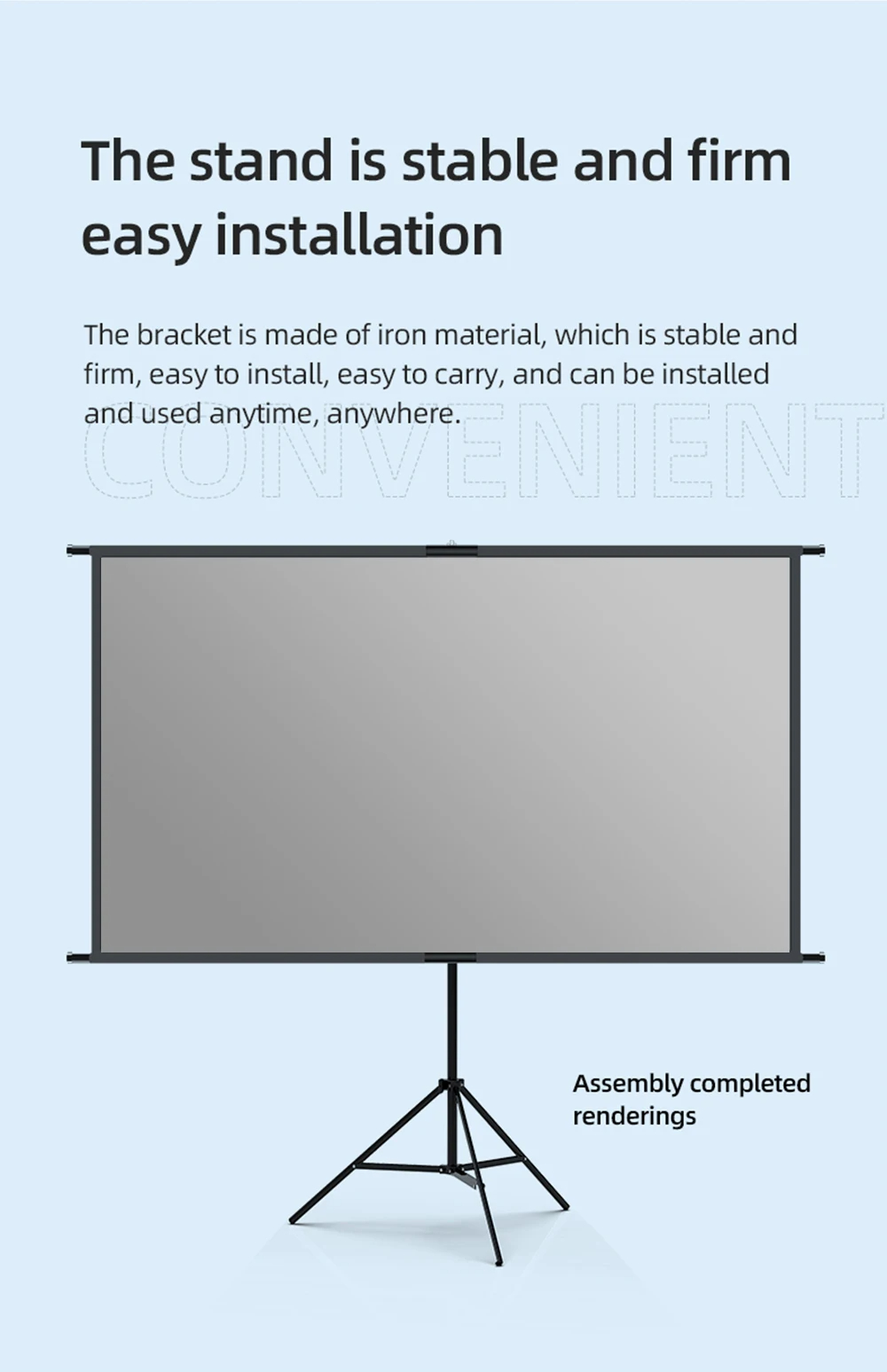 【Free Stand】Projector Screen 60/72/84/100 Inch HD Vivid Color Better ...