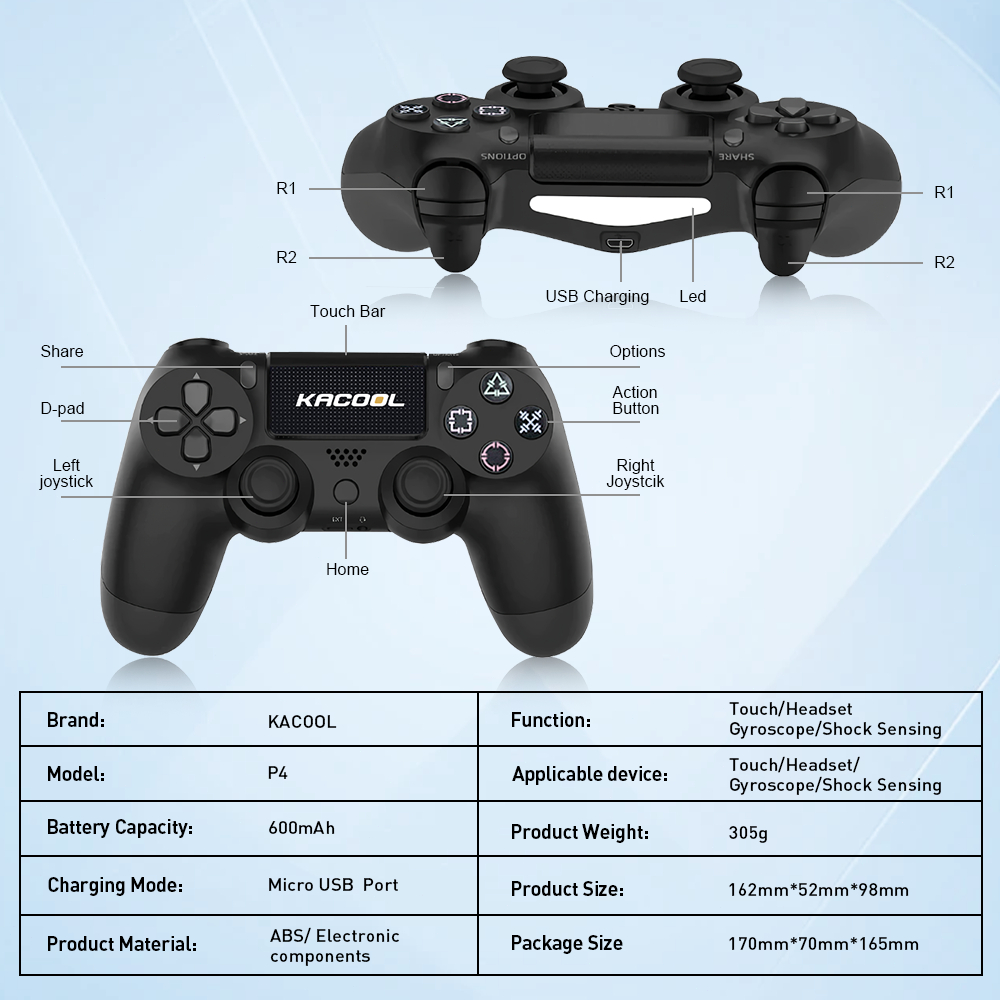 KACOOL P4 Esports Controller - 360° Joystick, High-Precision D-Pad, 2 ...
