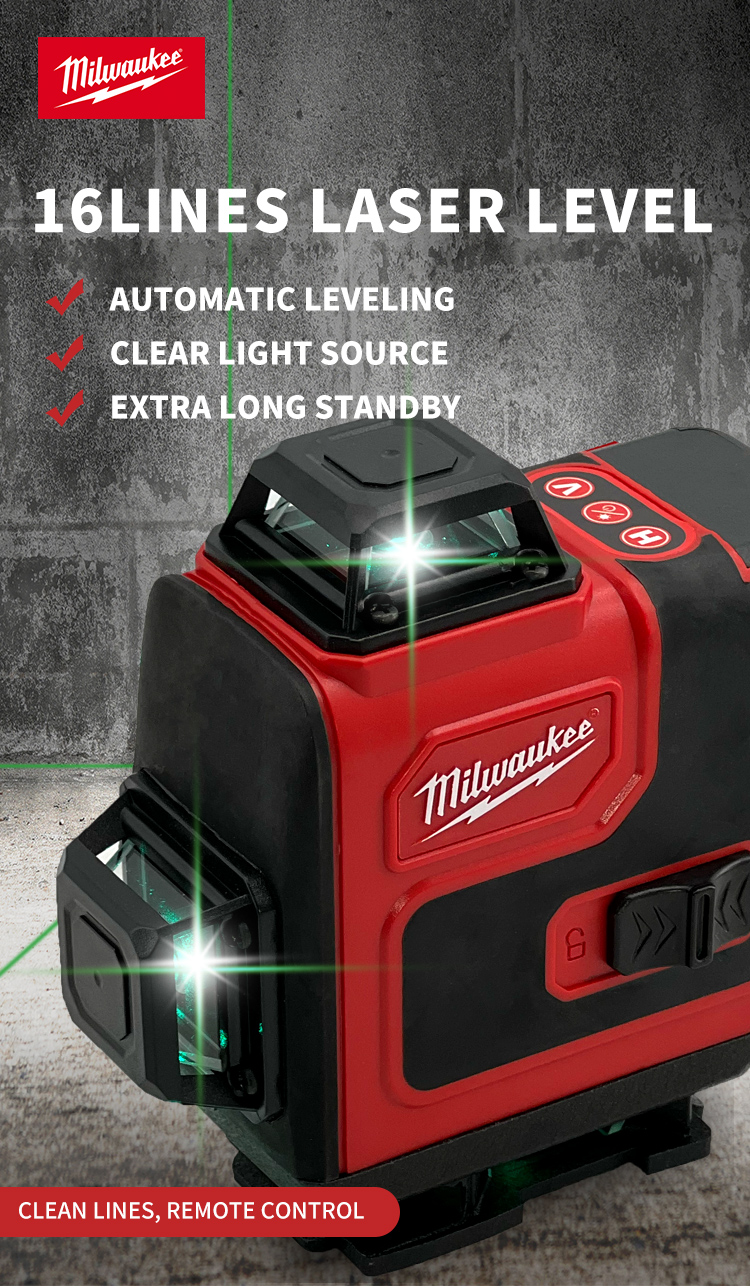 Milwaukee laser level for construction 360° 16line automatic leveling ...