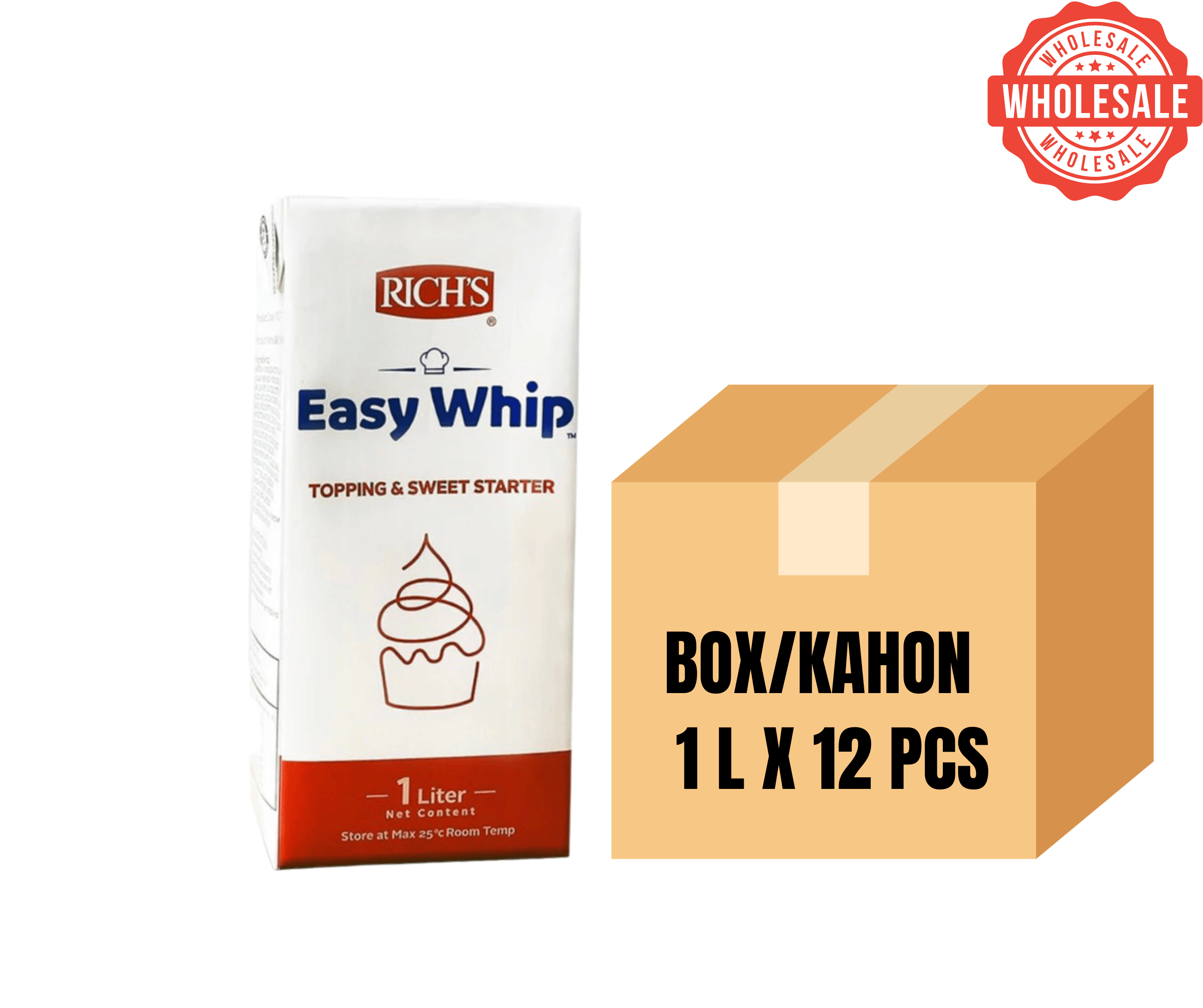 1 BOX RICH'S EASY WHIP 1LX12 Pcs WHIPPING CREAM ROOM TEMPERATURE SAFE ...