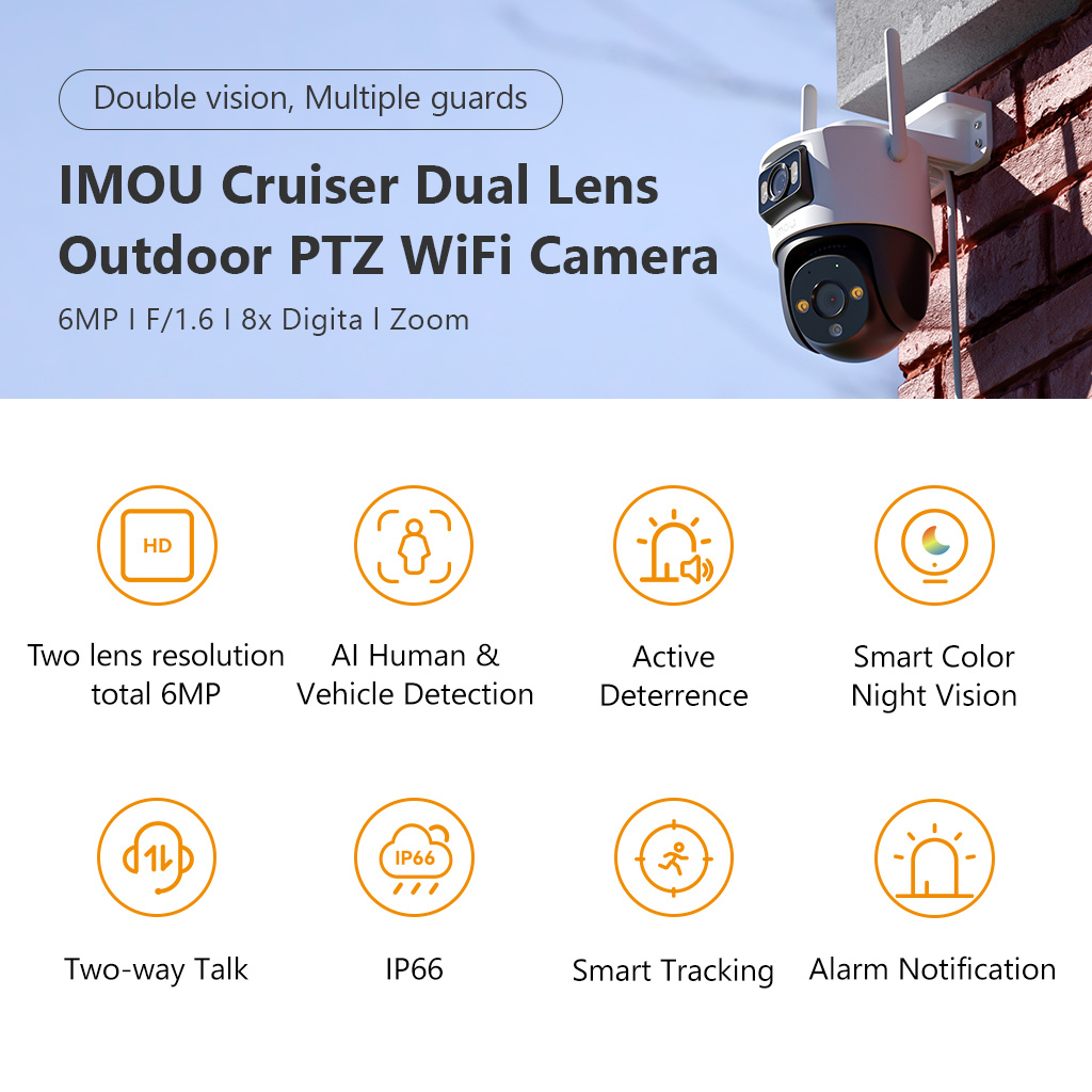 IMOU Cruiser Dual 6MP Dual Lens Outdoor Camera CCTV Security Cameras ...