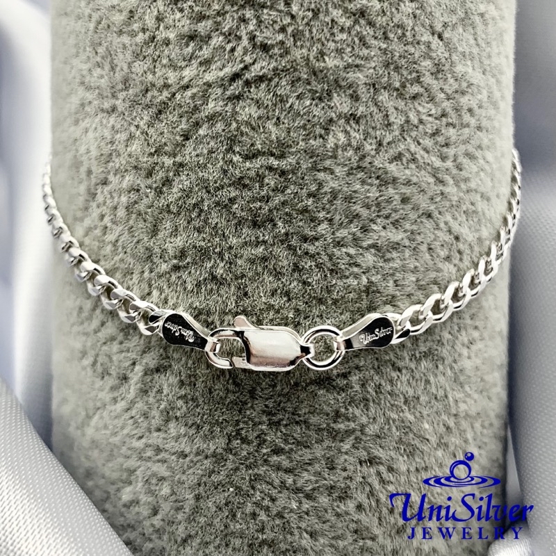 Unisilver 925 Sterling Silver Flat Curb Chain Lady's Bracelet (LBB12 ...