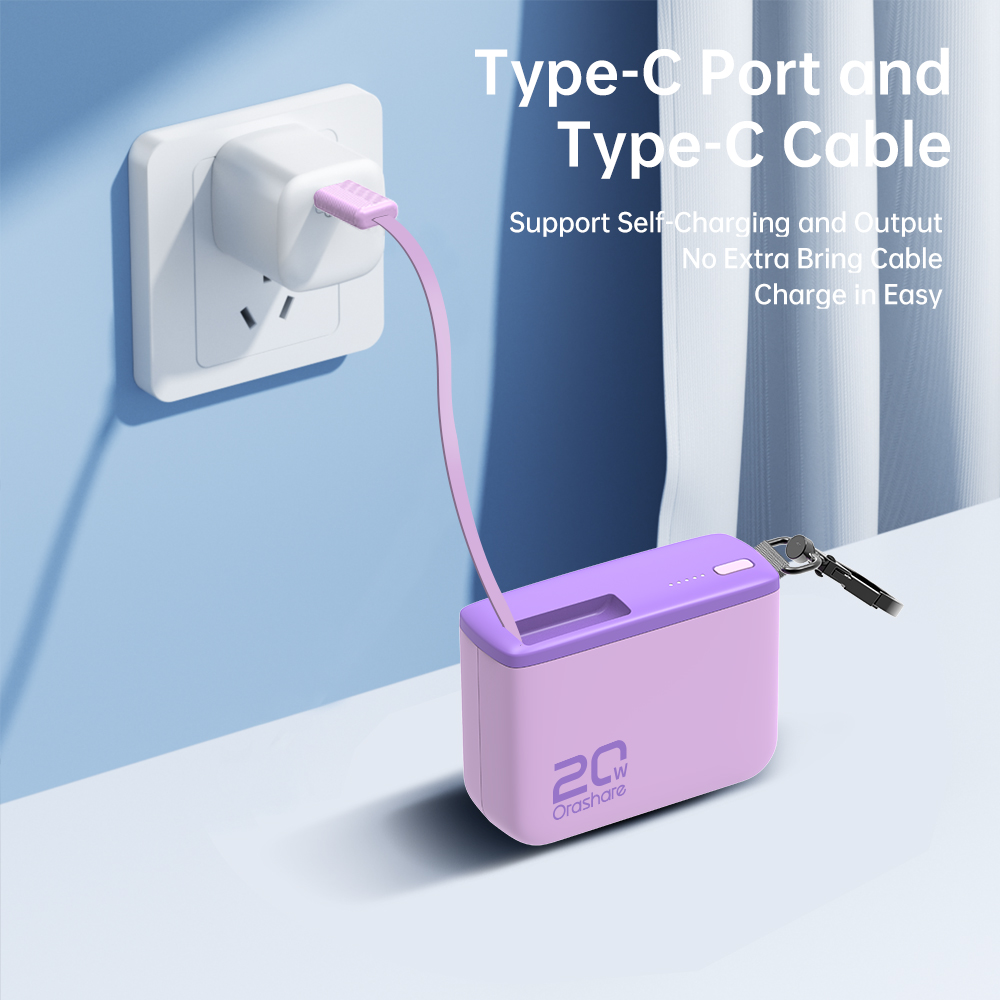 Orashare PR10 10000mAh Powerbank Built in Retractable Type C Cable ...