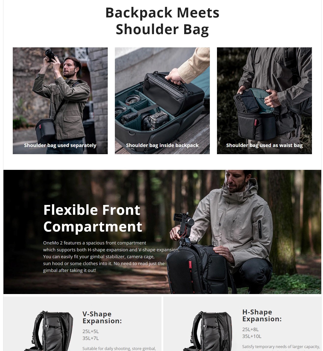 PGYTECH OneMo 2 (25L/35L) Anti-Theft Camera Backpack + Shoulder Bag ...