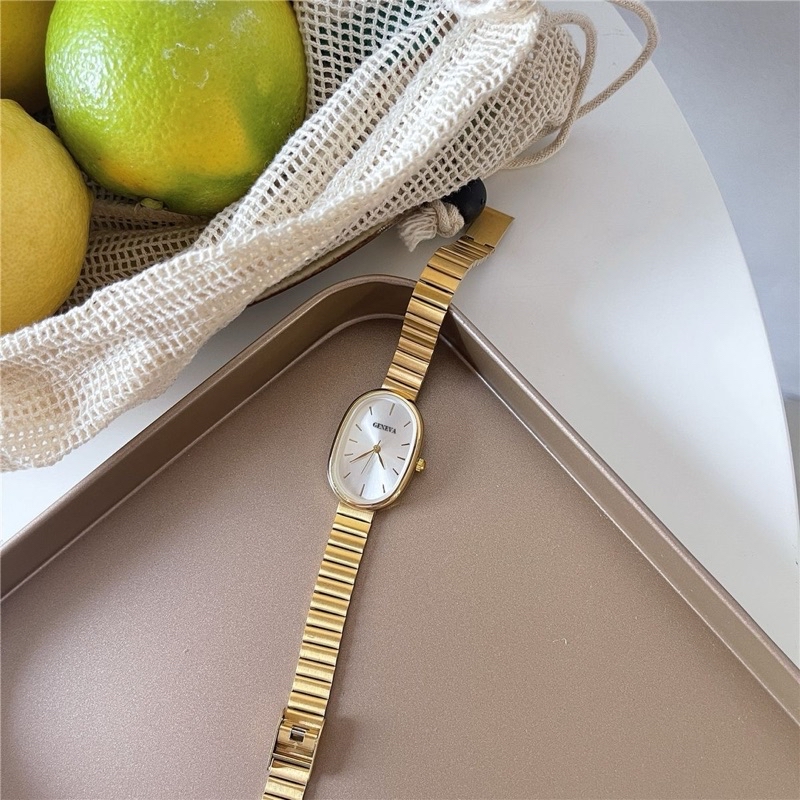 Relo Fashion Luxury Women Quartz Watch Stainless Steel Oval Small Dial ...